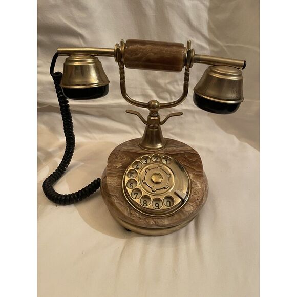 Networking | Vintage Onix Marble Rotary Telephone 18k Gold Plated Italy ...